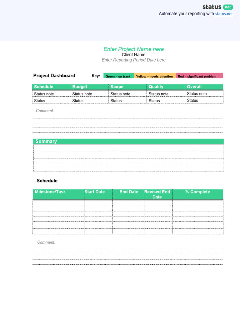 Client Customer Status Report Template 3 | PDF