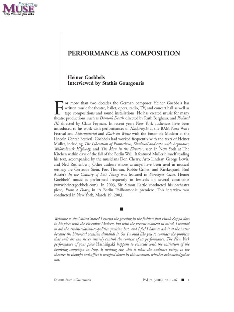 Performance As Composition | PDF