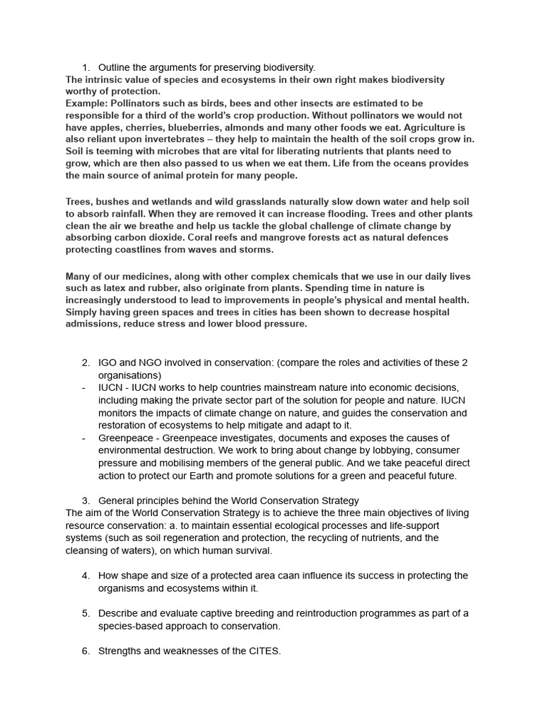 ESS Topoic 3 - Exam Practice | PDF | Conservation Biology | Soil