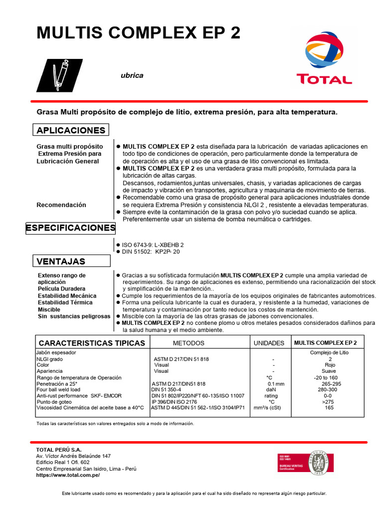 TDS - Total - Multis Complex Ep 2 | PDF | Ingeniería mecánica | Materiales