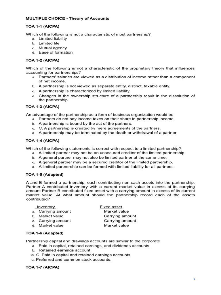 Partnership Activities | PDF | Partnership | Book Value