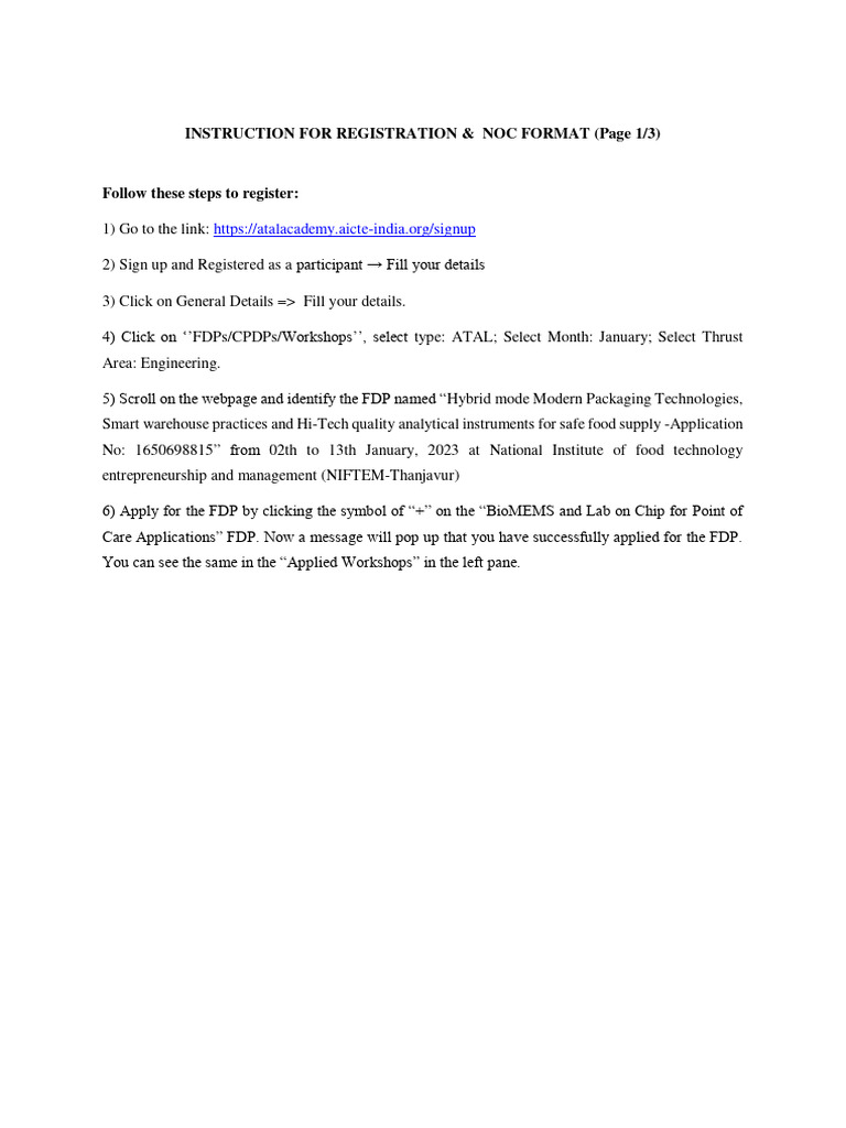 Aicte FDP Instruction | PDF