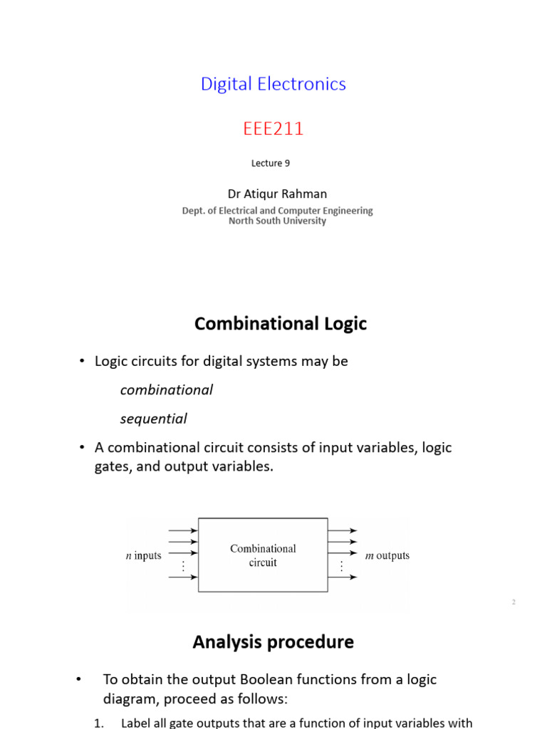 EEE 211 Lecture 9 | PDF | Logic Gate | Electronics