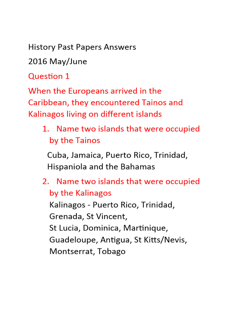 2016 Past Paper Answers | PDF