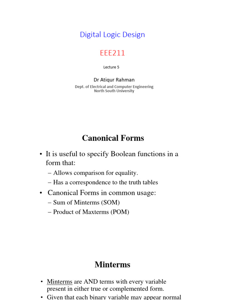 EEE 211 Lecture 5 | PDF | Mathematics | Mathematical Logic