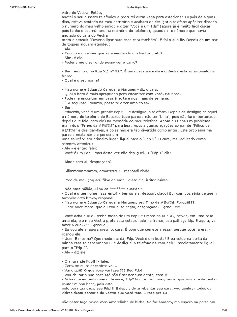 Texto Gigante.. | PDF | Telefone