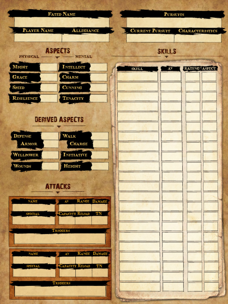 Character Sheet - Into The Steam | PDF