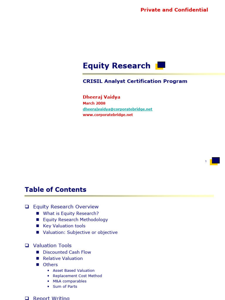 Equity Research | PDF | Discounted Cash Flow | Cost Of Capital