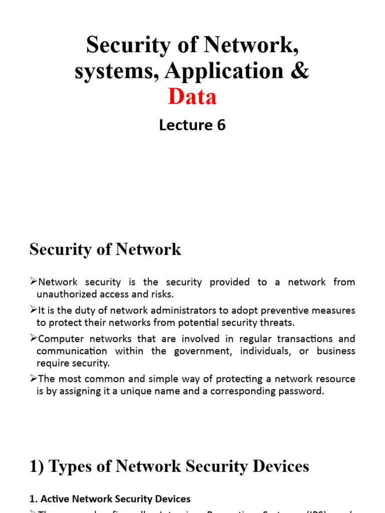 Lect 6 Security of Network, Systems, Applications | PDF | Computer Network | Security