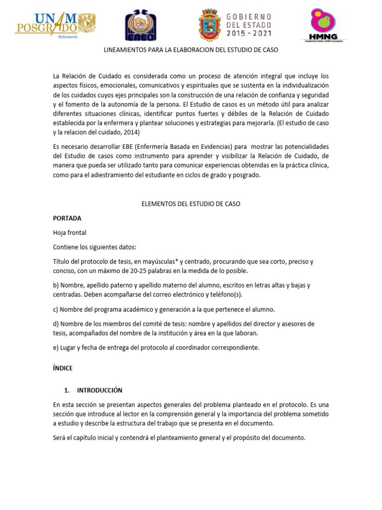 Lineamientos para La Elaboracion Del Estudio de Caso | PDF | Caso de ... Lineamientos para La Elaboracion Del Estudio de Caso | PDF | Caso de ...
