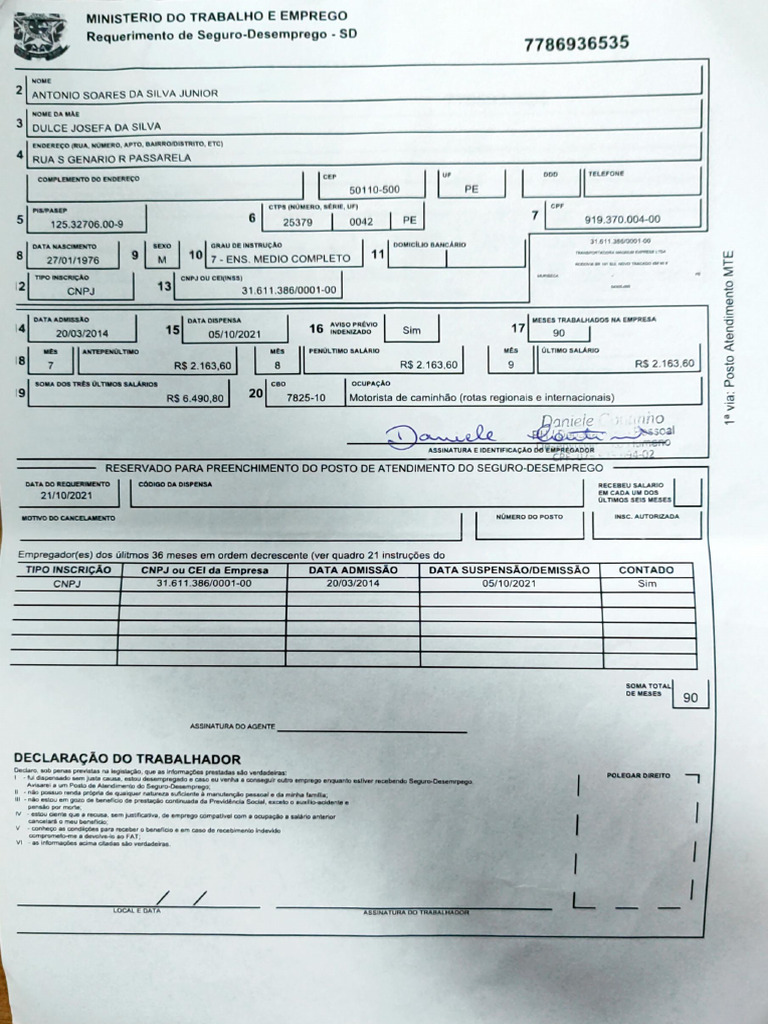 Comprovante de Requerimento SD | PDF