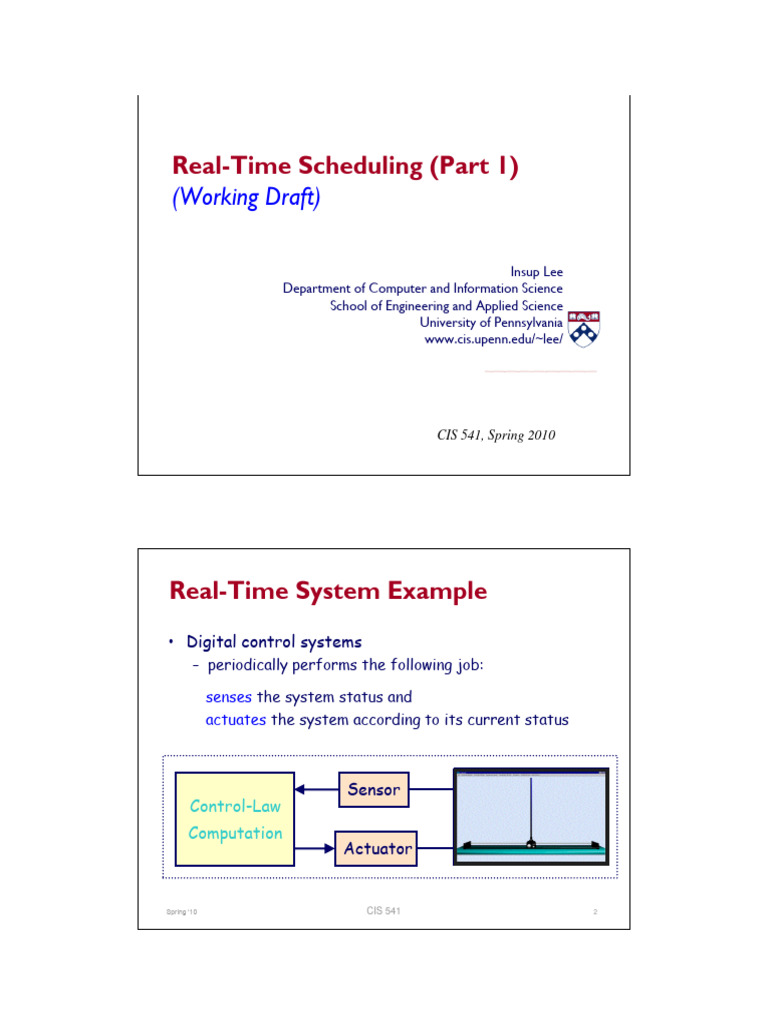 Lec RT Sched Part1 v2 1x2 | PDF | Systems Engineering | Computer ...