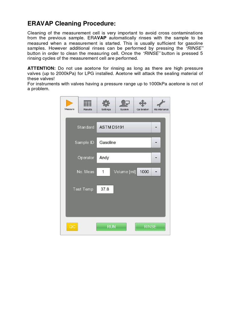 ERAVAP Measurement Cell Cleaning Guide | PDF | Gasoline | Water
