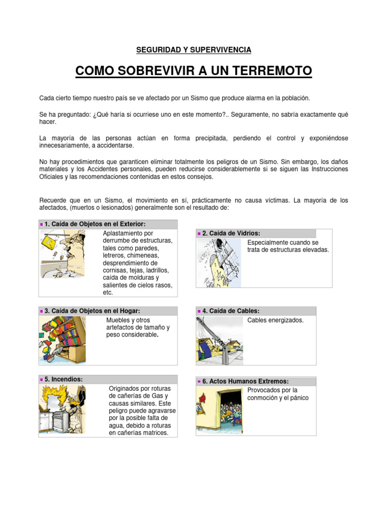 Guía de Supervivencia ante Terremotos | PDF | Agua | Temblores