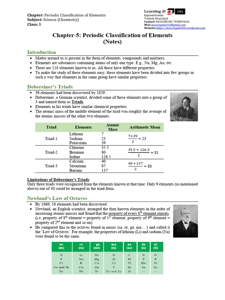 periodic-classification-of-elements-notes | PDF | Ion | Periodic Table