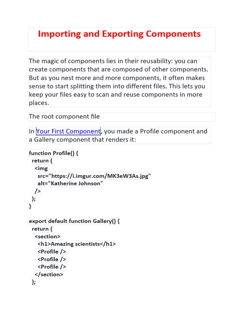 Importing and Exporting Components | PDF | Computer Engineering | Computer Science