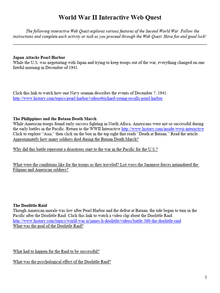WWII Webquest - Pacific Battles | PDF | World War II | Battle Of Midway