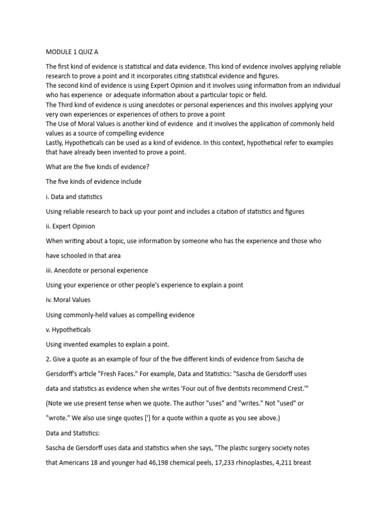 Module 1 Quiz A | PDF | Evidence | Cognitive Science