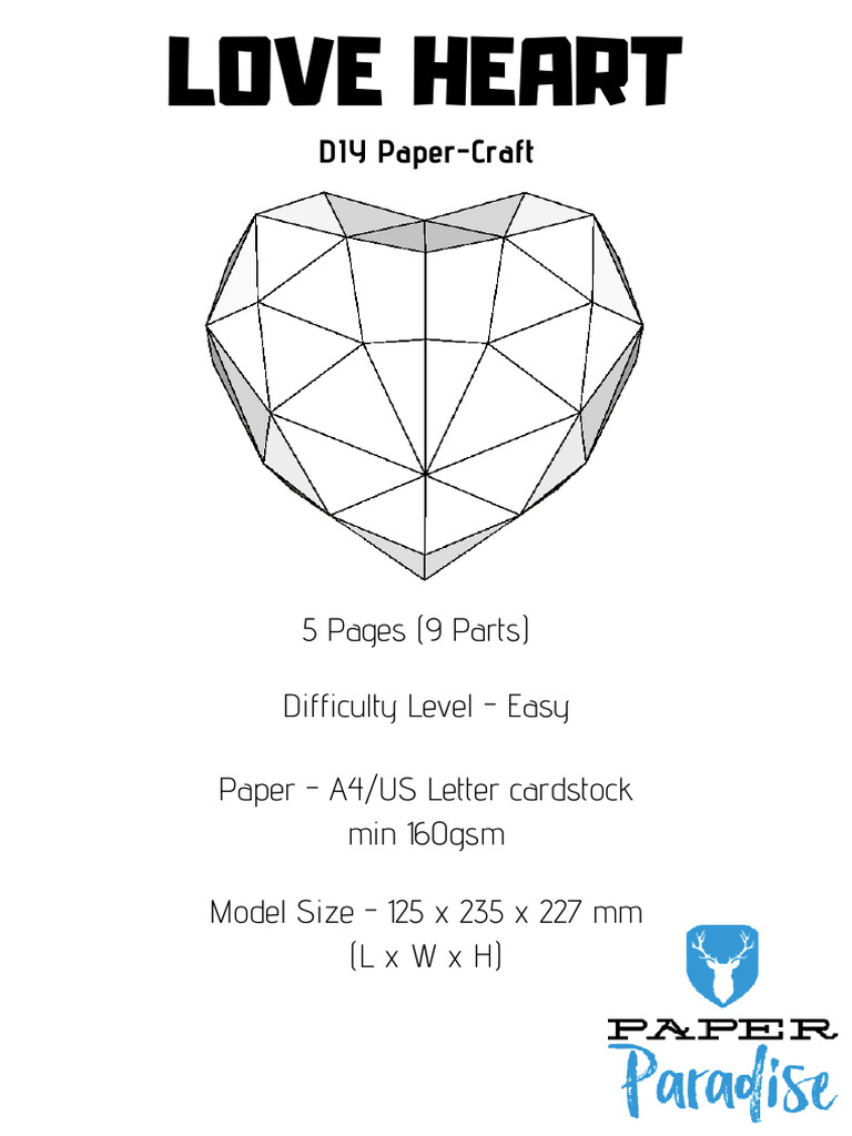 Free Love Heart Papercraft Template | PDF | Publishing | Scale Modeling