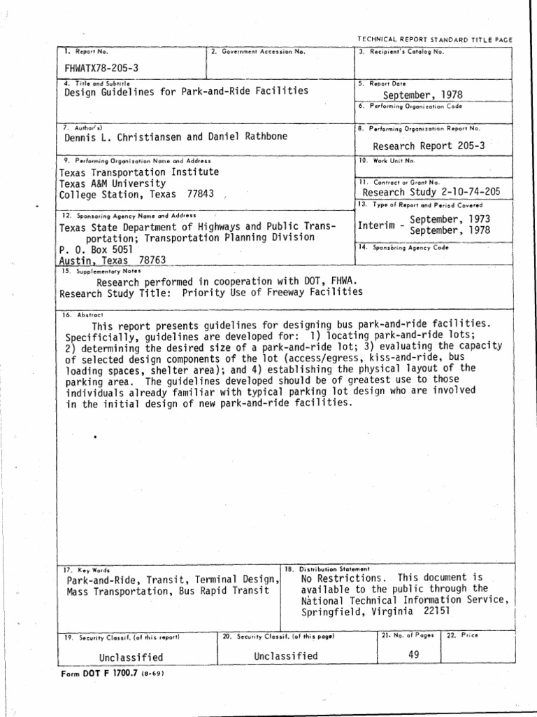 205-3 Design Guidelines For Park-and-Ride Facilities. | PDF | Parking | Bus