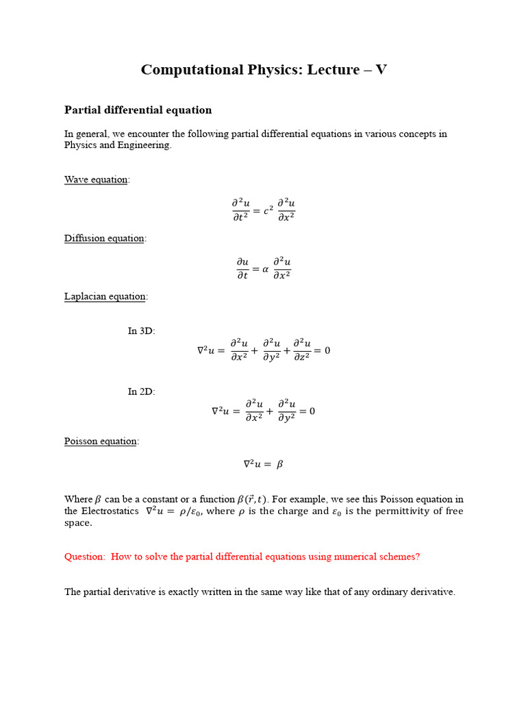 Lecture 5 | PDF | Differential Equations | Partial Differential Equation
