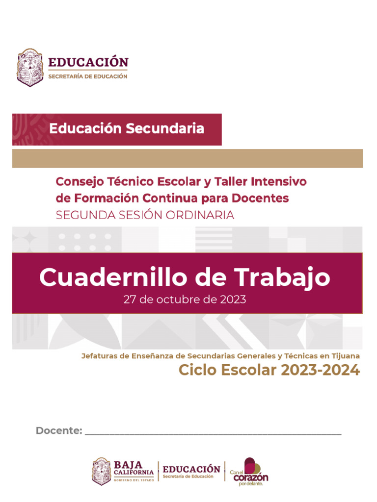 Cuadernillo de Trabajo CTE Segunda Sesión 2023-2024 | PDF | Aprendizaje Cuadernillo de Trabajo CTE Segunda Sesión 2023-2024 | PDF | Aprendizaje