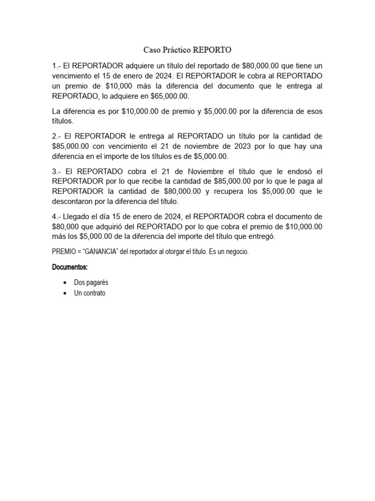 Caso Práctico de Reporto | PDF