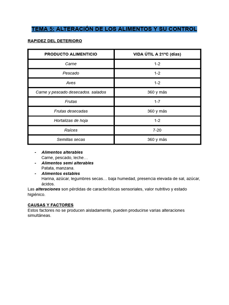 Control de Alteración de Alimentos | PDF | Alimentos | Enzima