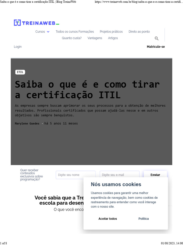 Saiba o Que É e Como Tirar A Certificação ITIL Blog TreinaWeb | PDF ...
