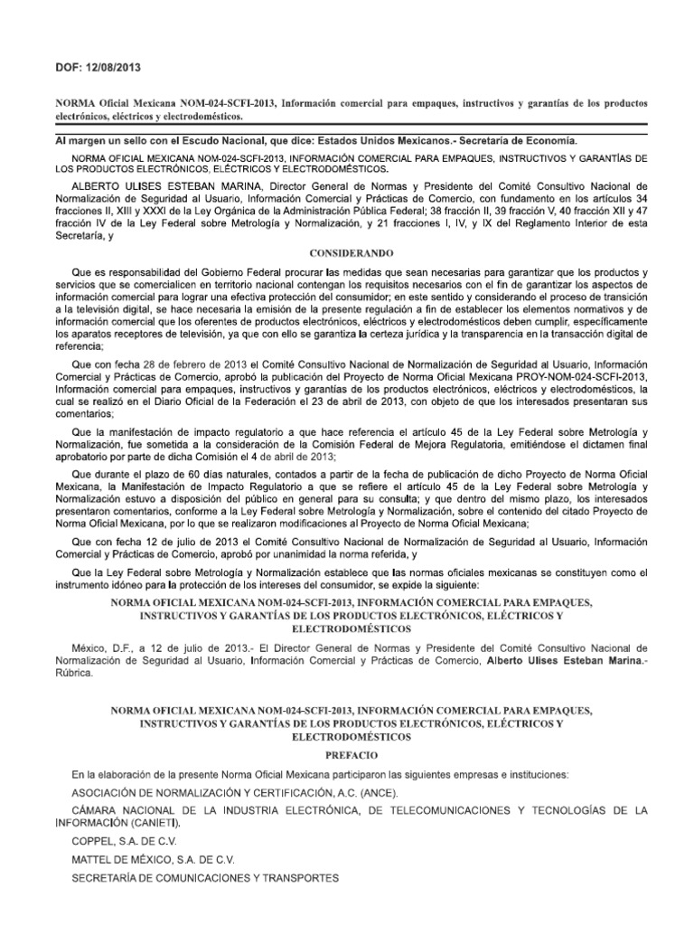 Nom 024 Scfi 2013 | PDF