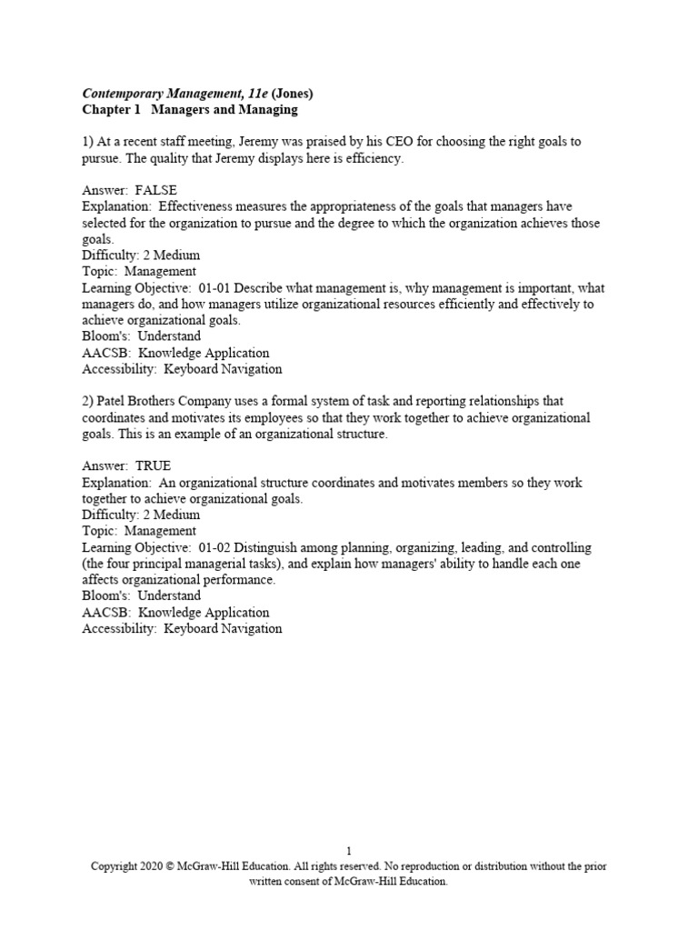 Jones11e Chapter01 TB AnswerKey | PDF | Goal | Knowledge