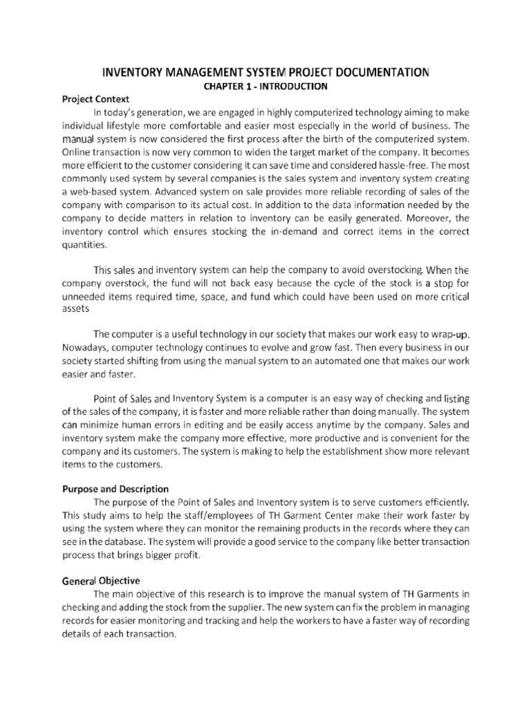 Inventory Management System Project Documentation | PDF