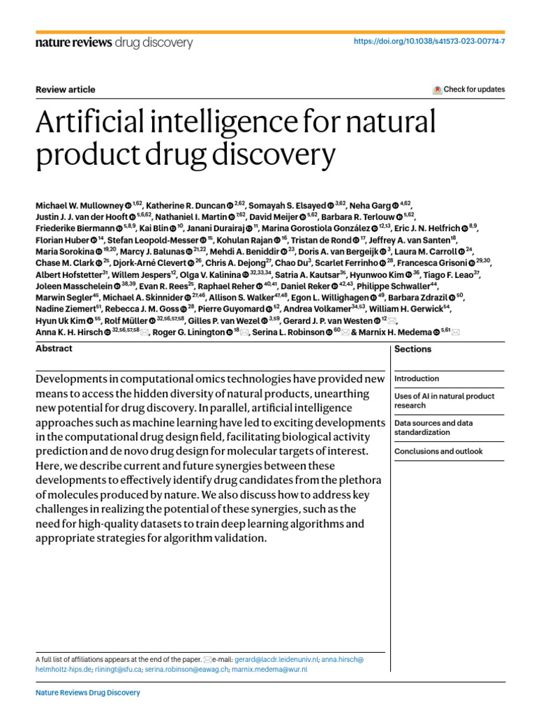 Artificial Intelligence For Natural Product Drug Discovery | PDF ...