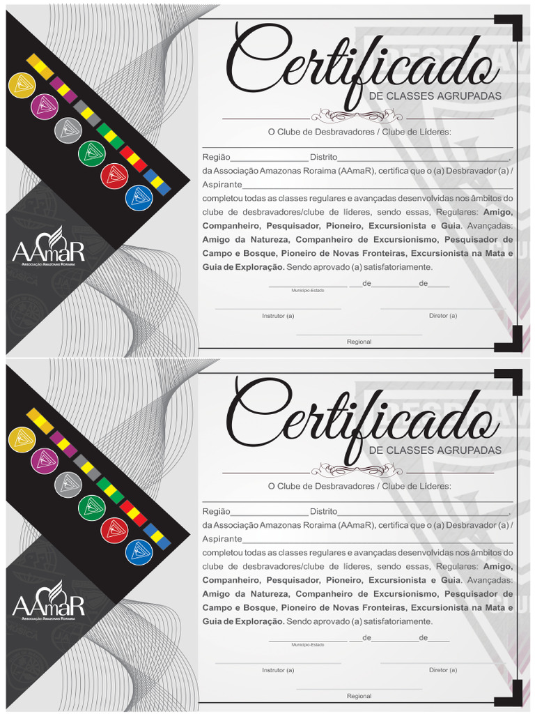 Certificado de Classes Agrupadas - A4 | PDF