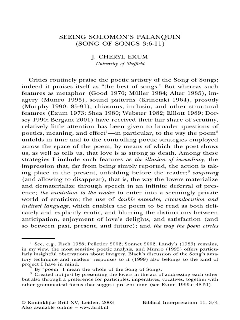 Poetic Analysis of Solomon's Palanquin | PDF | Song Of Songs | Poetry