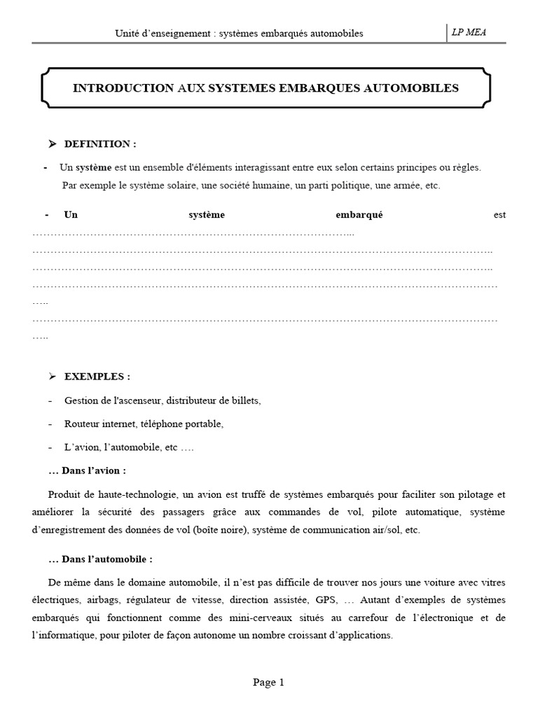 CHAPITRE 0 INTRODUCTION SYSTEMES EMBAQUES - Etudiant | PDF ...