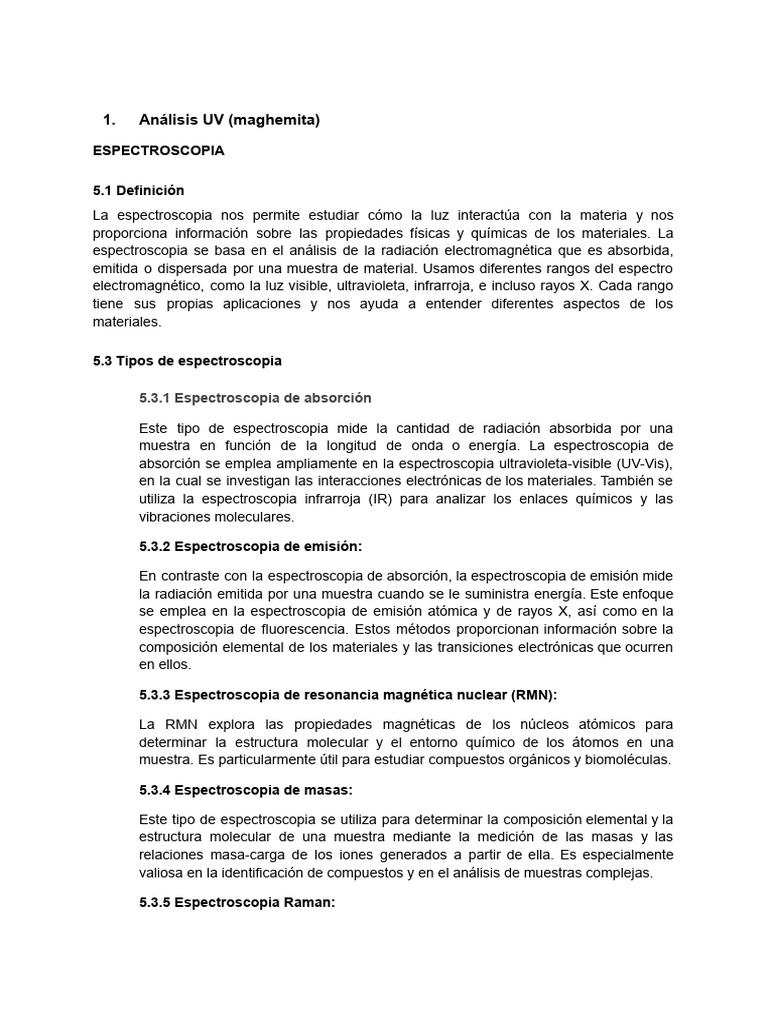 Análisis UV (Maghemita) | PDF | Espectroscopía ultravioleta-visible ...