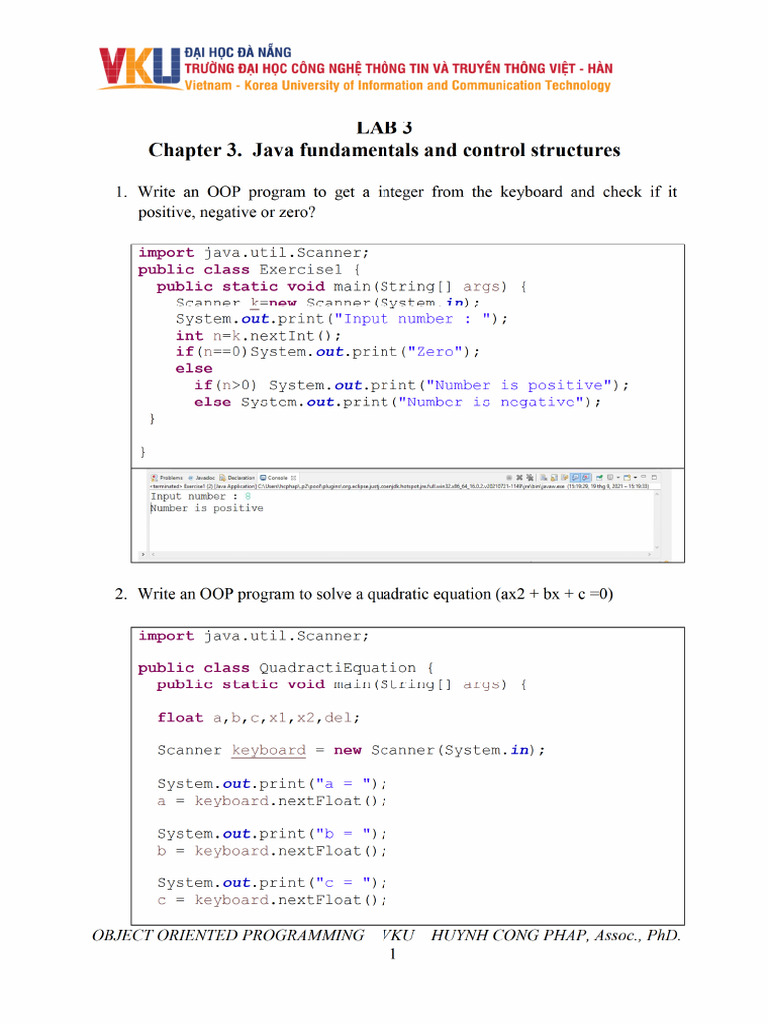Lab3. Java Fundamentals and Control Structures | PDF Lab3. Java Fundamentals and Control Structures | PDF