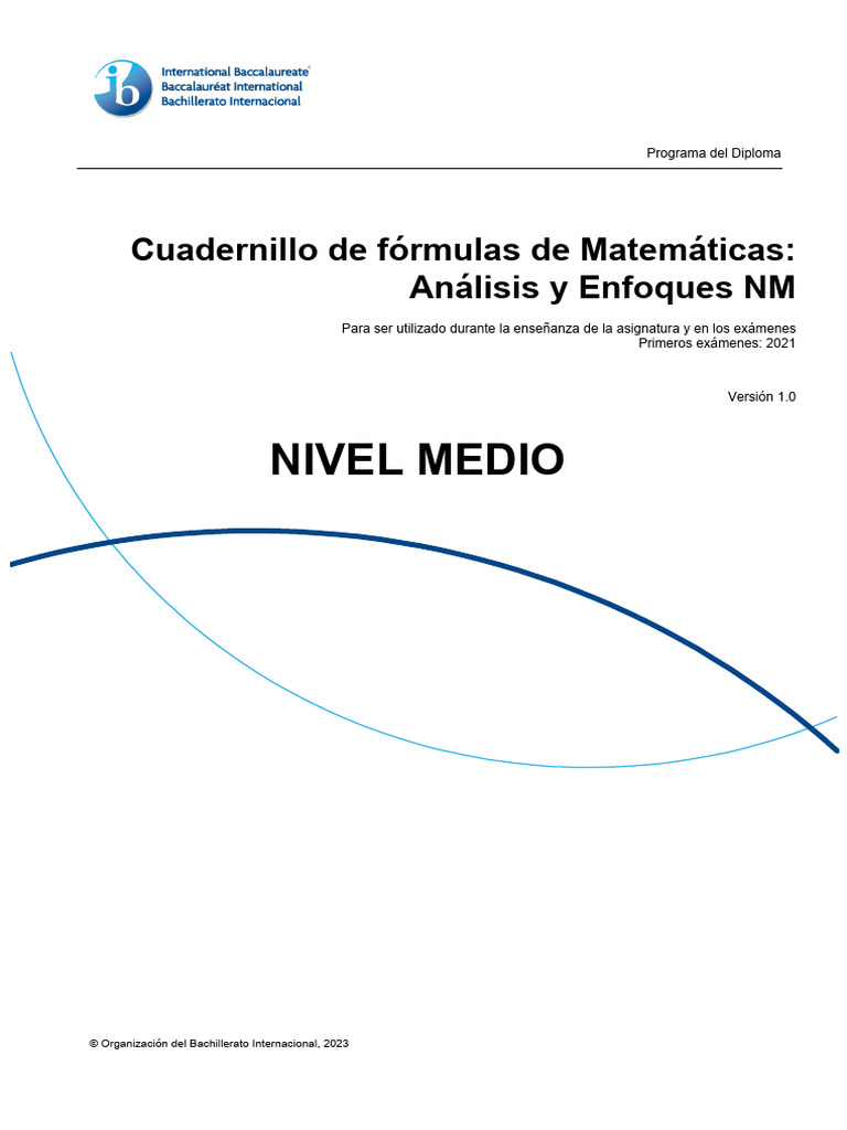 Cuadernillo de Fórmulas Mate NM | Descargar gratis PDF | Funciones trigonométricas | Matemáticas