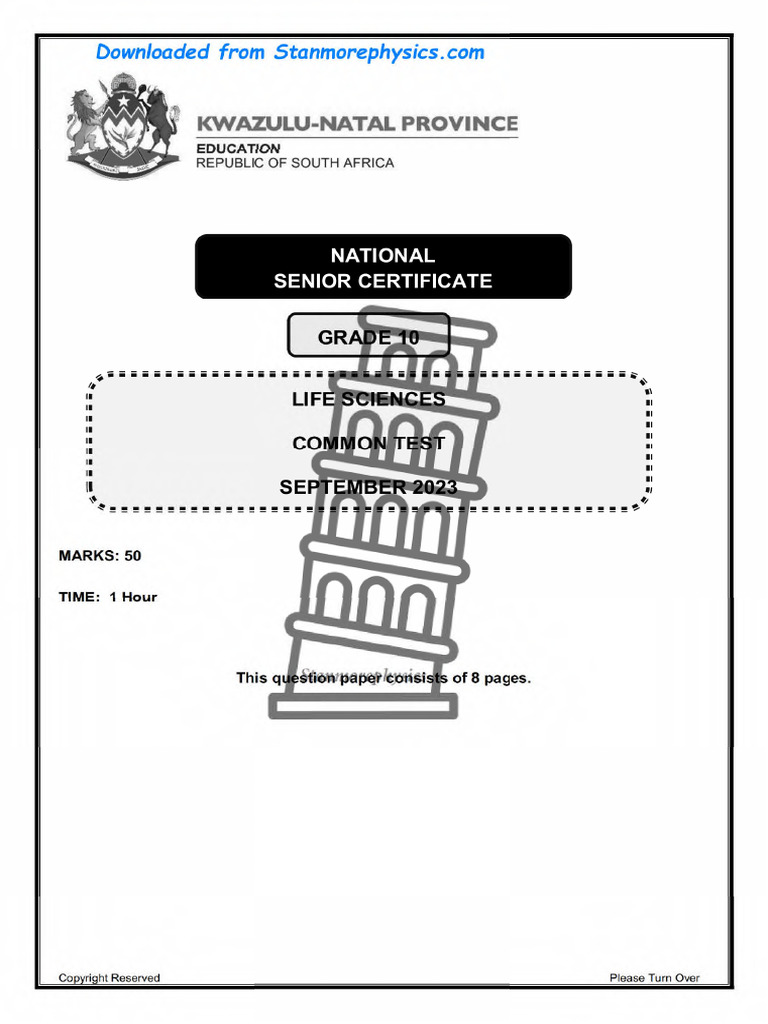 KZN Life Sciences Grade 10 September 2023 QP and Memo | PDF