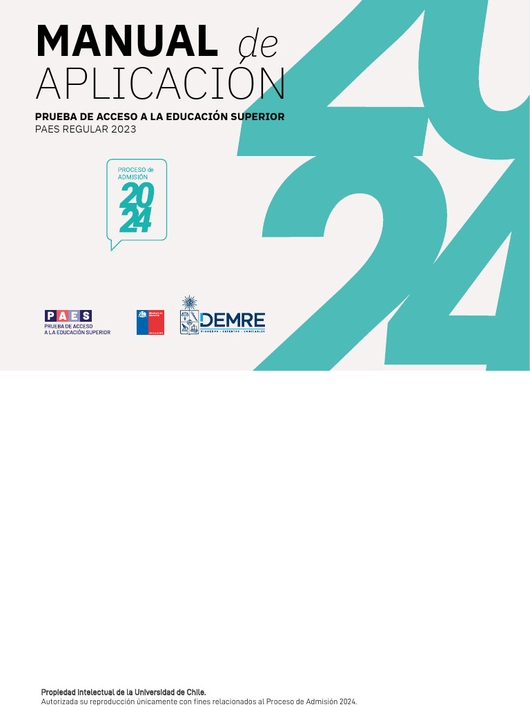 Manual Aplicacion PAES Regular Proceso 2024 | PDF | Invalidez | Educación más alta