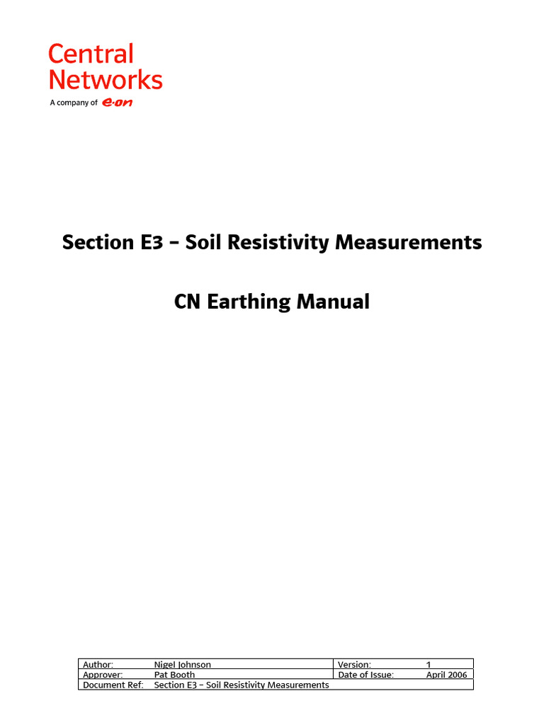 E3 Earthing Manual Soil Resistivity | PDF | Building Engineering | Electricity