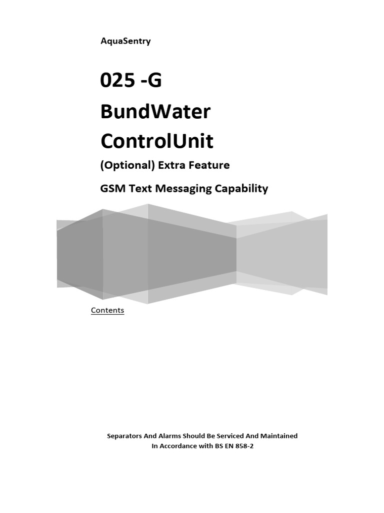 AquaSentry 025G Bund Water Control Unit User Manual REV D New ...