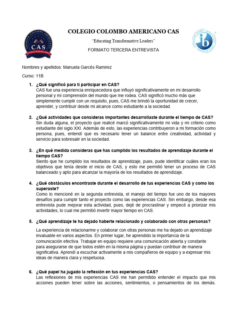 Tercera Entrevista | PDF