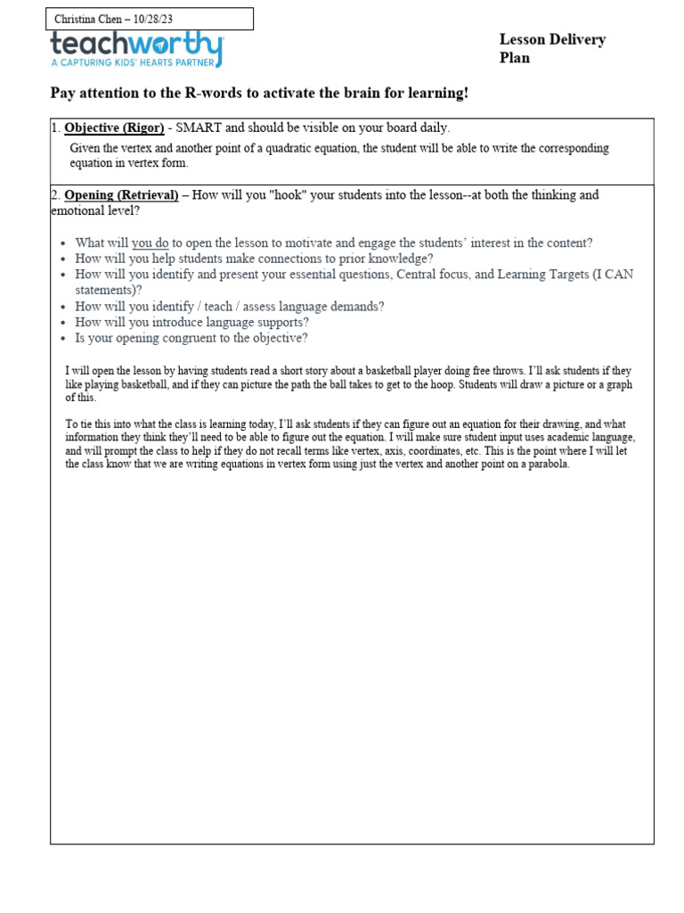 Lesson Delivery | PDF | Cognitive Science | Cognitive Psychology