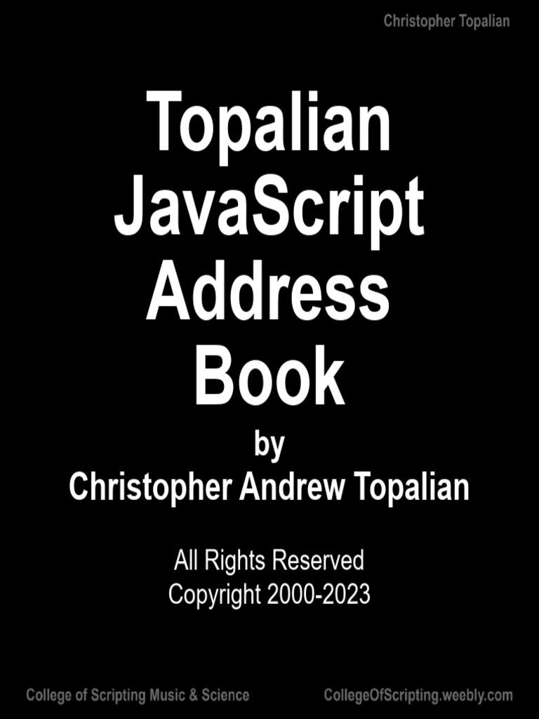 Topalian JavaScript Address Book by Christopher Topalian | PDF ...