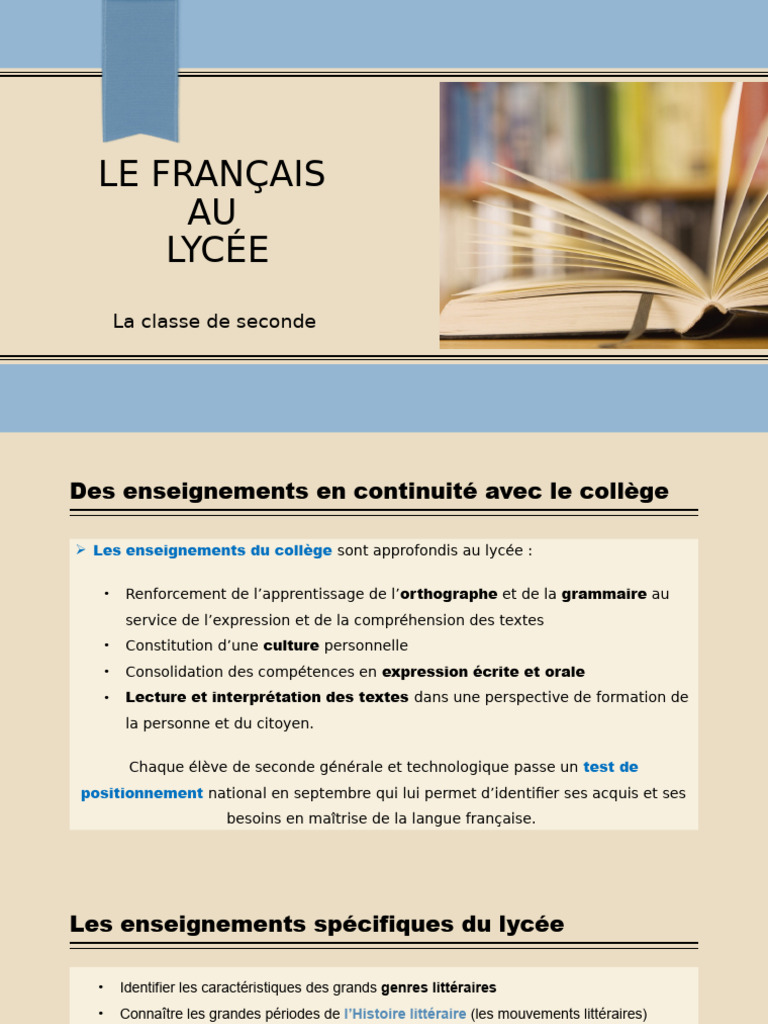 Français au lycée : programme de seconde | PDF | Langue française | Phrase