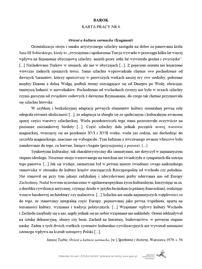 5 Barok - powtÃ³rzeniowa karta pracy | PDF