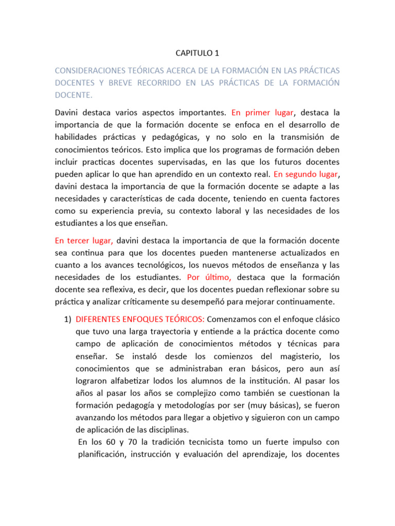 CAPITULO 1 Davini Practica | PDF | Enseñando | Aprendizaje