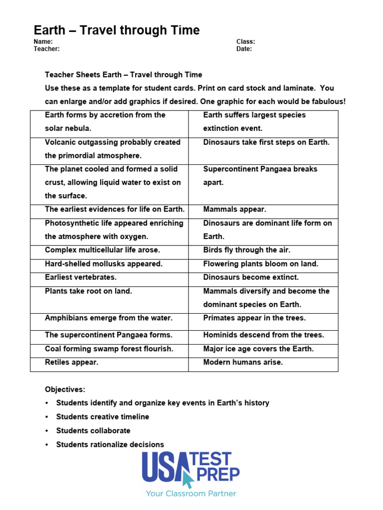 Earth History Class Activity Answer Sheet | PDF | Earth | Earth Sciences
